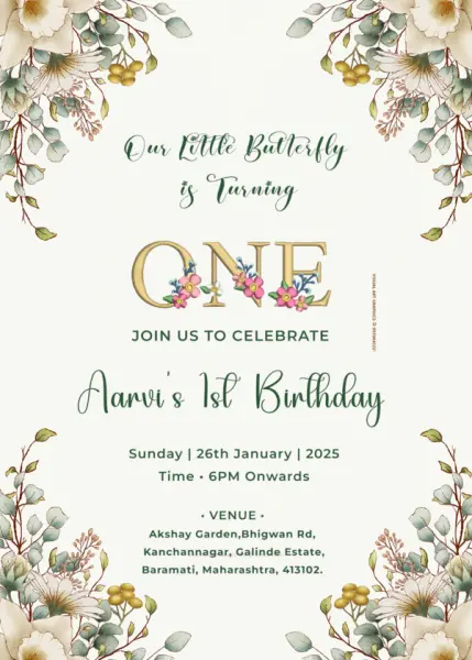 First Birthday Invitation Design PSD Free Download - MarathiDesigns.com