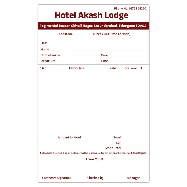Hotel or Lodge Bill Book Design in English – PSD File 2025 ...